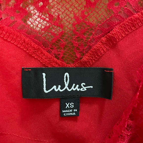 Lulus | Tops | Lulus Red Satin Lace Cami Xs | Poshmark